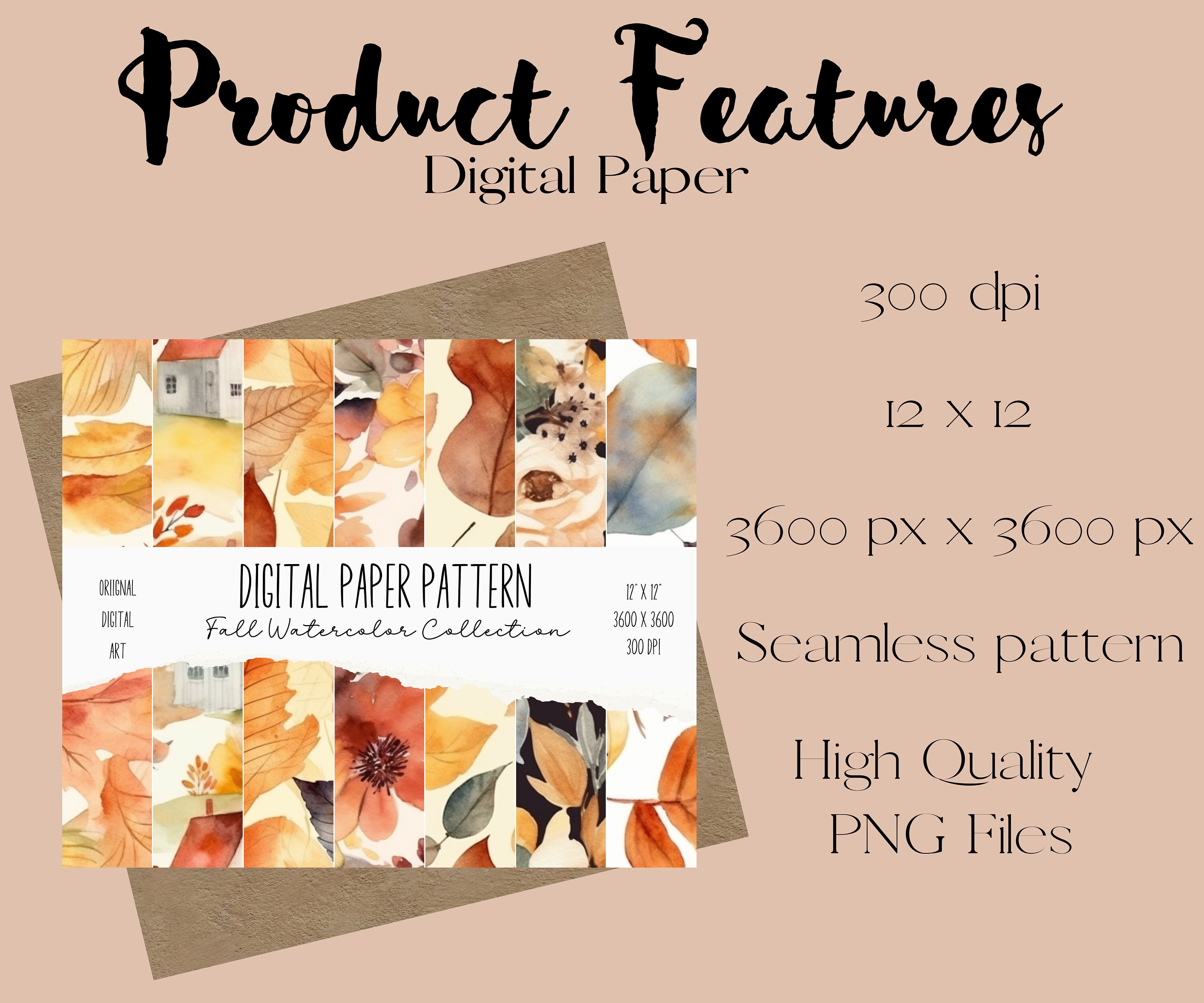 32 Fall Watercolor Digital Paper Set Fall Flowers Pattern - Etsy