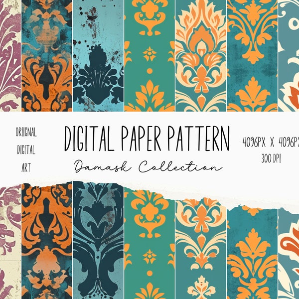 Damask Digital Paper - Etsy
