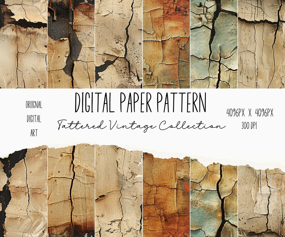 Tattered Vintage Grunge Paper Pack, 24 Artistic Cracked Textures 12" X ...