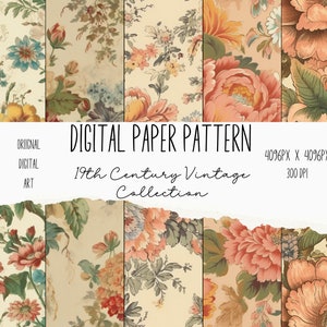 Vintage Floral Digital Paper Set 19th Century Bundle Coquette Aesthetic ...