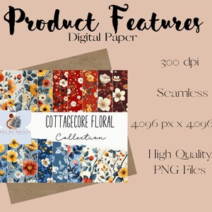 Cottagecore Floral Seamless Pattern, Digital Craft Paper Bundle ...