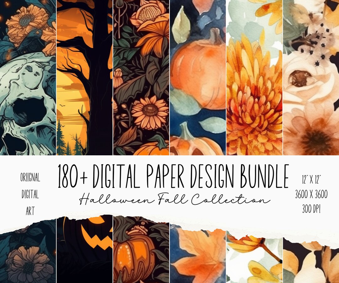Halloween Fall BUNDLE Digital Paper, 187 Fall Themed Patterns ...