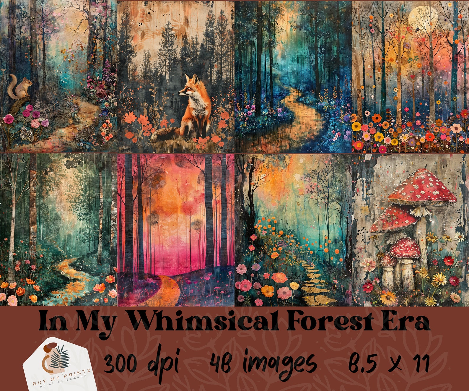48 in My Whimsical Forest Era Digital Papers, Enchanted Forest Instant ...