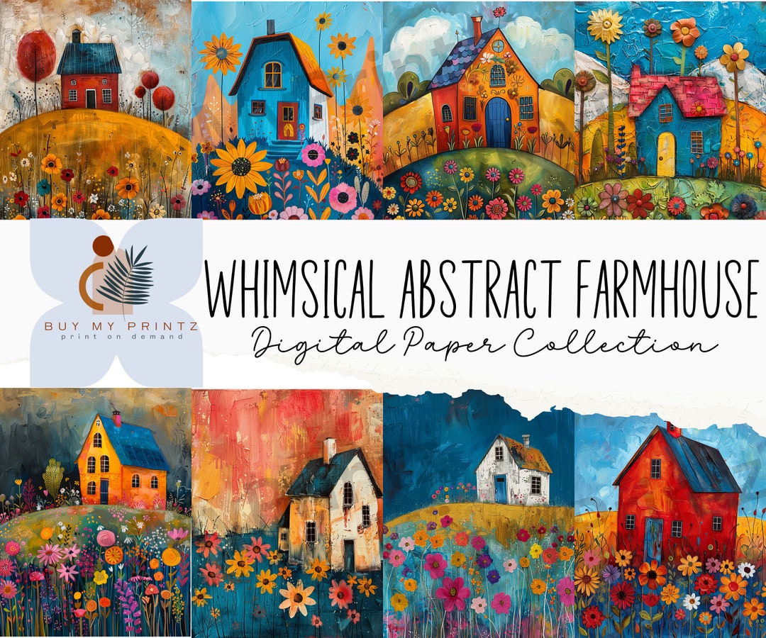 In My Whimsical Abstract Farm House Era Printable Art Pages, Digital ...