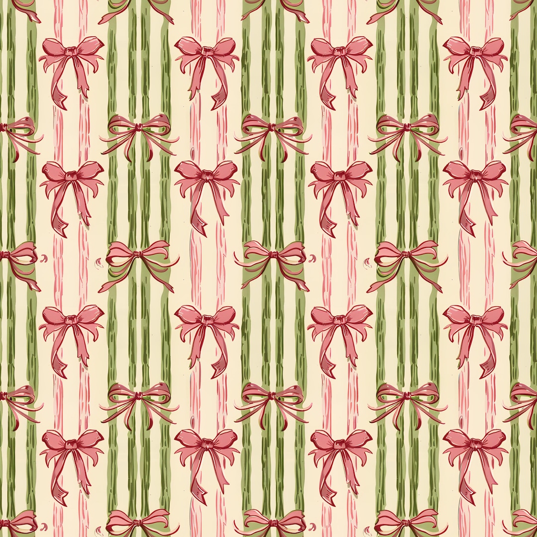 Coquette Christmas Bows Seamless Pattern Pngs, Bow Print, Holiday ...