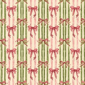 Coquette Christmas Bows Seamless Pattern Pngs, Bow Print, Holiday ...