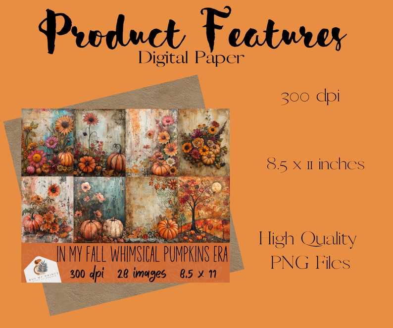 In My Fall Whimsical Pumpkins Era Sheets, 28 Mixed Media Watercolor ...