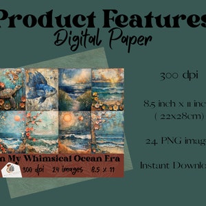 In My Whimsical Ocean Era Sheets, Sea Life Digital Download Paper Set ...