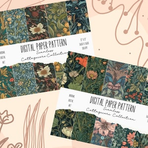 Cottagecore BUNDLE Digital Paper Set, 60 Forestcore Botanical Floral ...
