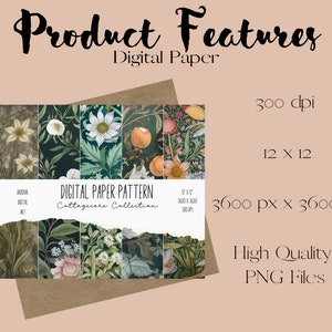 Oceancore Floral Pattern Digital Paper Set, Ocean Pattern, Ocean ...
