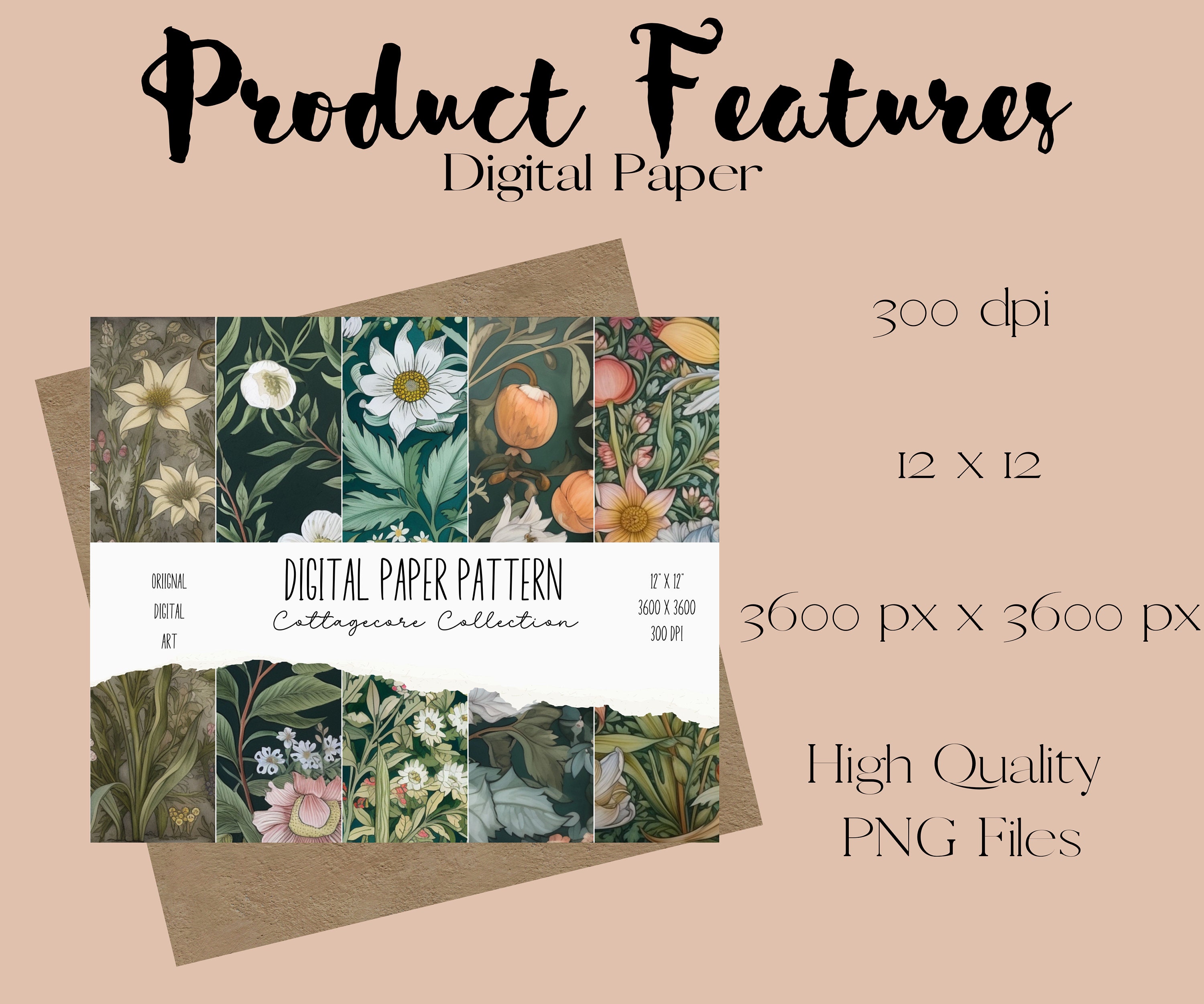 Oceancore Floral Pattern Digital Paper Set, Ocean Pattern, Ocean ...
