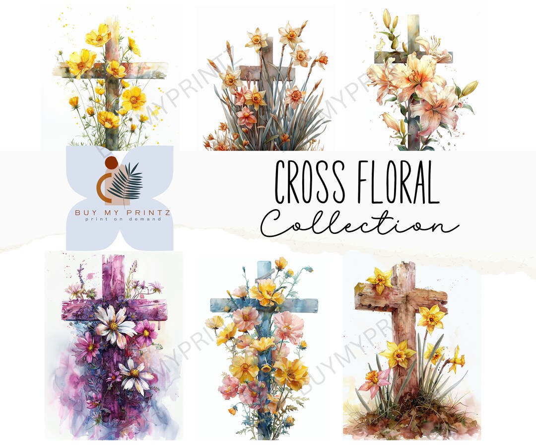 24 Christian Watercolor Cross Clipart, Crucifix Floral PNG Images ...