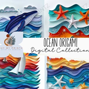 Origami Ocean Collection Clipart, Sea Life Digital Junk Journal Pages ...