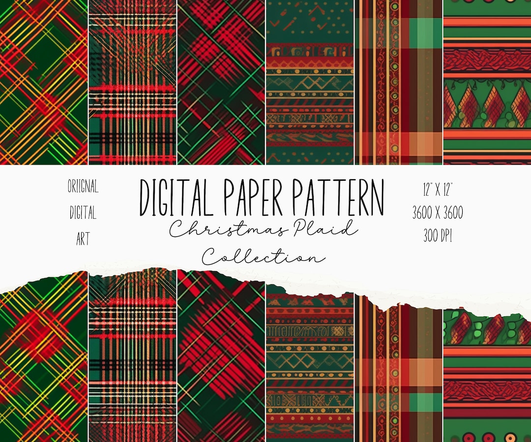 Christmas Plaid Digital Paper, Christmas Papers, Digital Plaid Paper ...