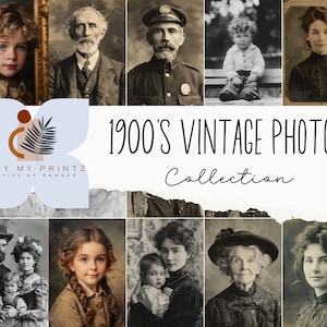 1900s Vintage Photo Collection, 40 Large PNG Images, 10 Collage Sheets ...