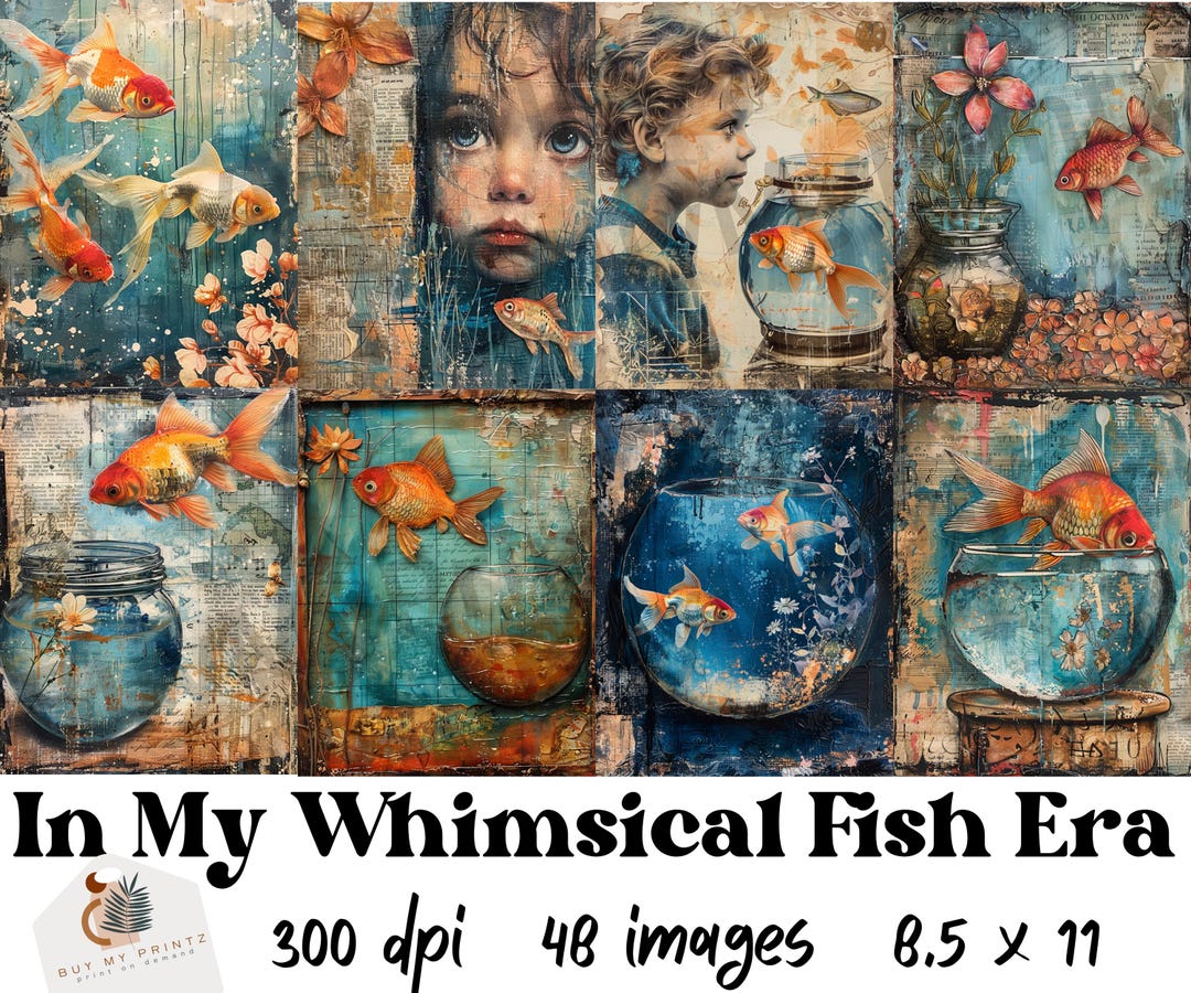 In My Whimsical Fish Era Sheets, 48 PNG Graphics, Surreal Whimsy Fish ...