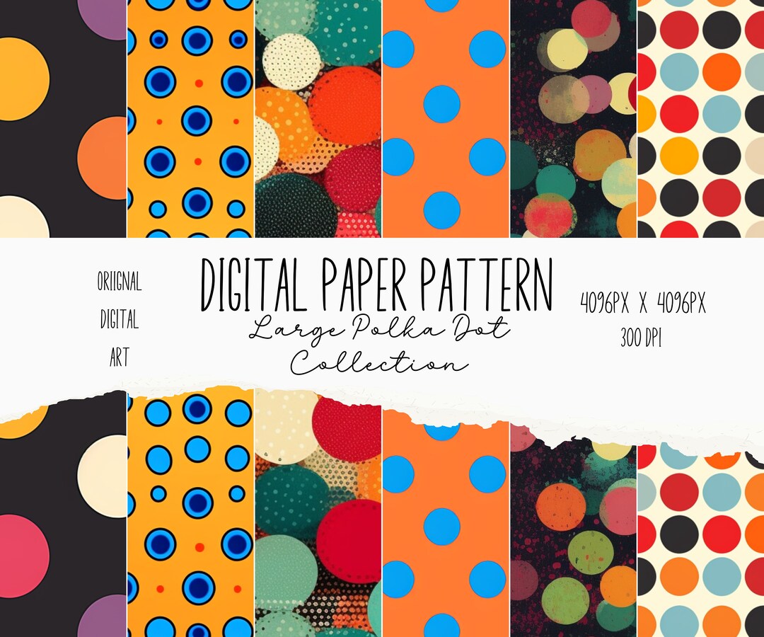Seamless Large Polka Dot Papers, 300 Dpi Planner Paper, Printable ...