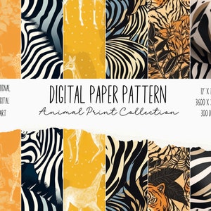 Animals Digital Paper, Zebra, Leopard, Giraffe, Repeatable Pattern ...