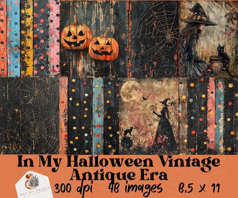 In My Halloween Spooky Vintage Antique Era Sheets, 48 Mixed Media Fall ...