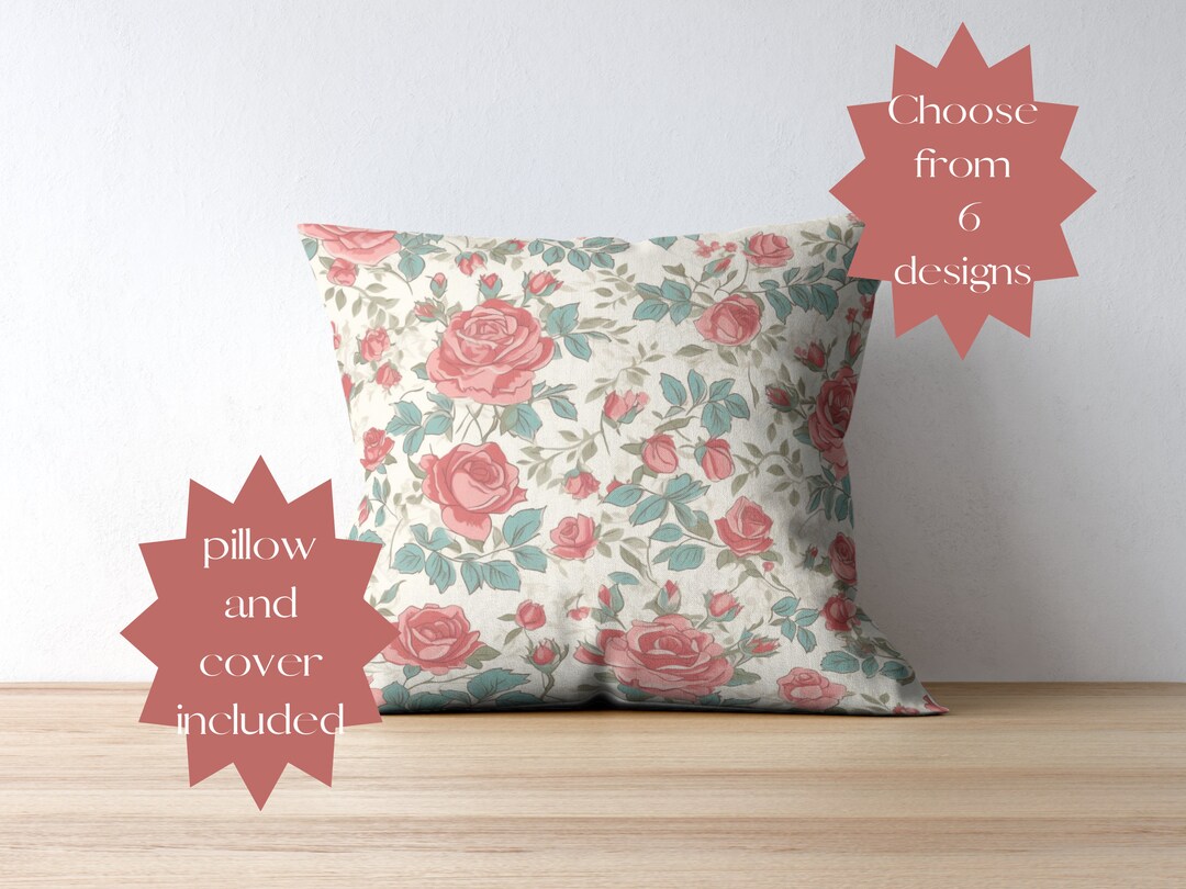 Floral Cottagecore Throw Pillow, Botanical Pillow Case, Cute Flower ...
