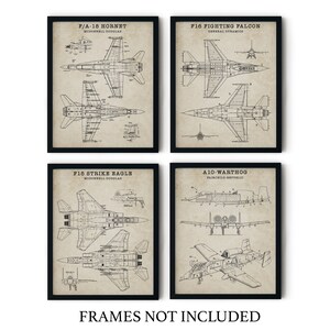 Military Jet Wall Art Prints Set of 4 8x10 UNFRAMED US Military ...
