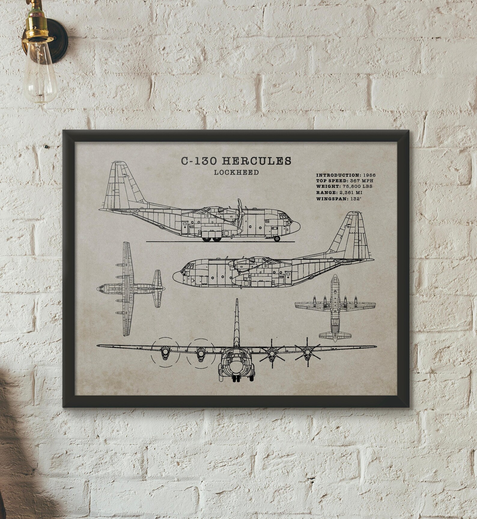 C-130 Hercules Patent Wall Art Print - 11"x14" UNFRAMED Military ...