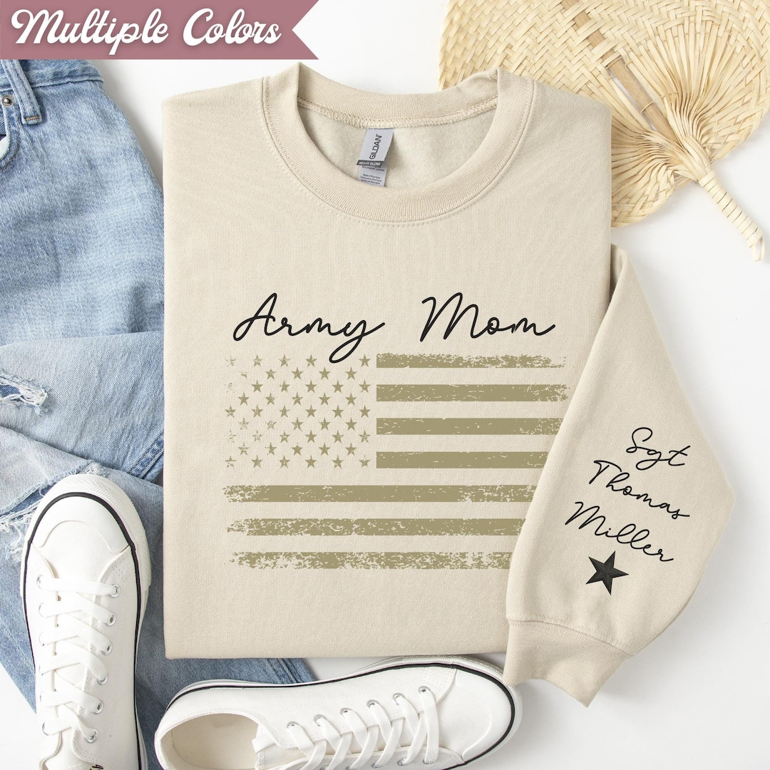 Personalized Army Mom Sweatshirt, Custom Army Mama Sweatshirt With Kid ...