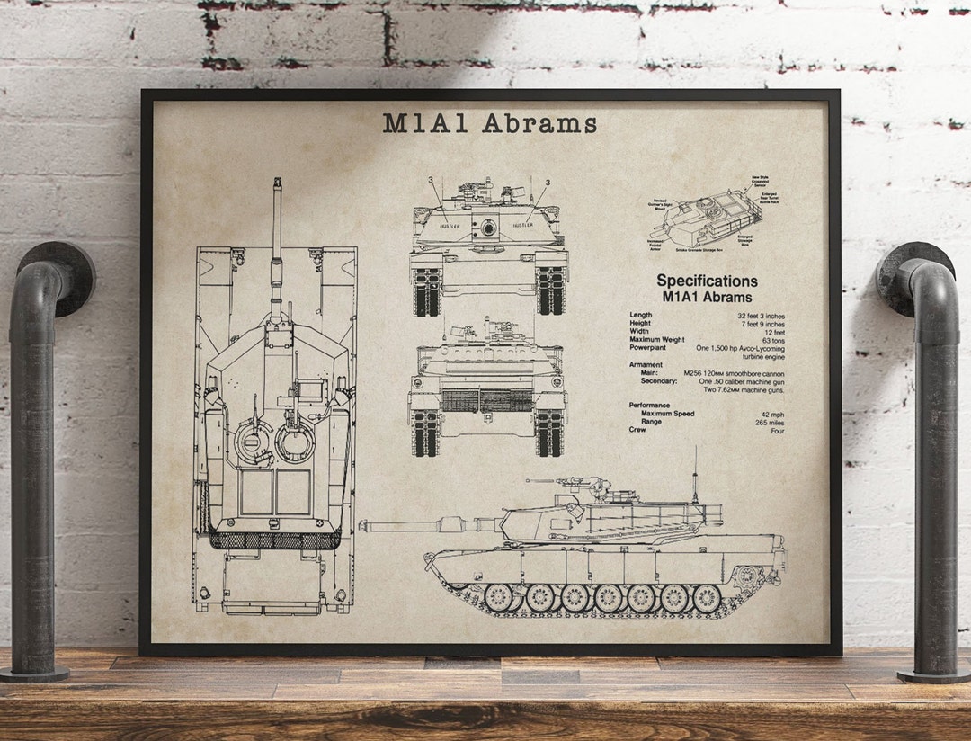 M1A1 Abrams Main Battle Tank Wall Art Print - 14x11 UNFRAMED US ...