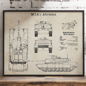 M1A1 Abrams Main Battle Tank Wall Art Print - 14x11 UNFRAMED US ...
