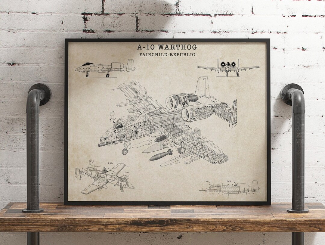 A-10 Warthog Thunderbolt II Patent Wall Art Print - 11"x14" UNFRAMED ...