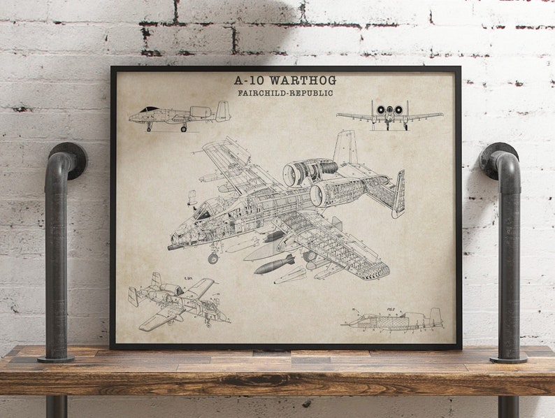 A-10 Warthog Thunderbolt II Patent Wall Art Print - 11"x14" UNFRAMED ...