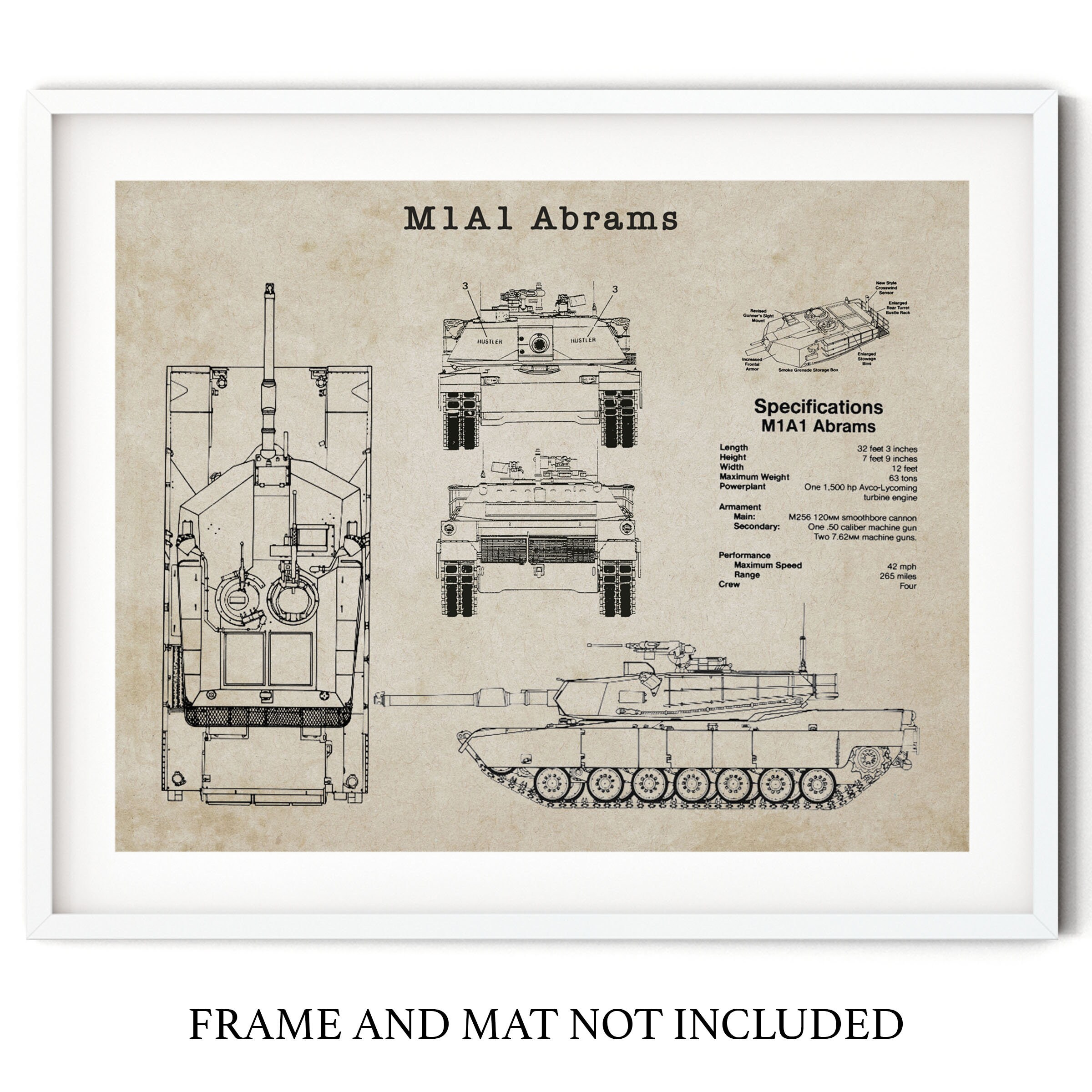 M1A1 Abrams Main Battle Tank Wall Art Print 14x11 UNFRAMED - Etsy