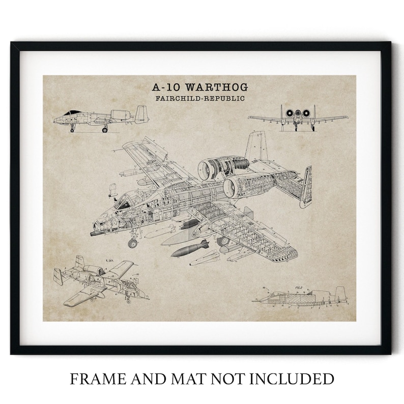 A-10 Warthog Thunderbolt II Patent Wall Art Print - 11"x14" UNFRAMED ...
