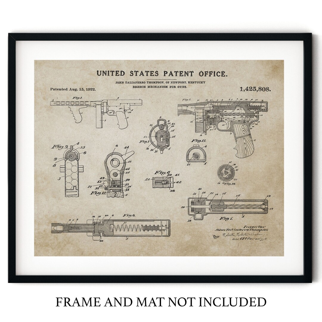 Thompson M1A1 Submachine Gun Wall Art Print 14x11 UNFRAMED - Etsy
