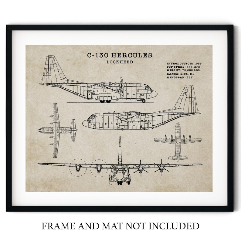 C-130 Hercules Patent Wall Art Print - 11"x14" UNFRAMED Military ...