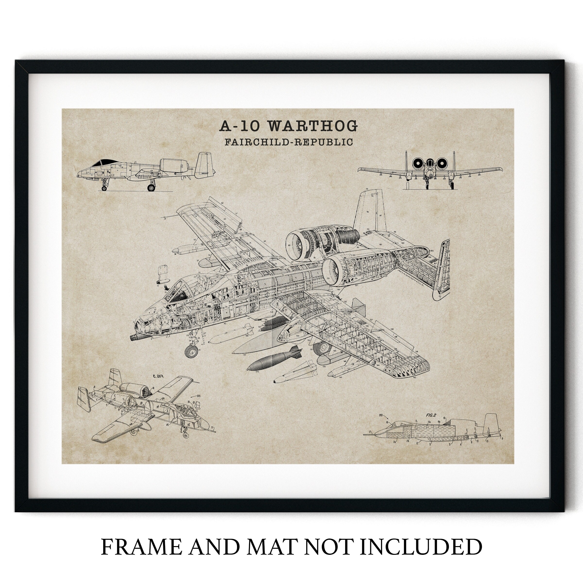A-10 Warthog Thunderbolt II Patent Wall Art Print 11x14 UNFRAMED ...