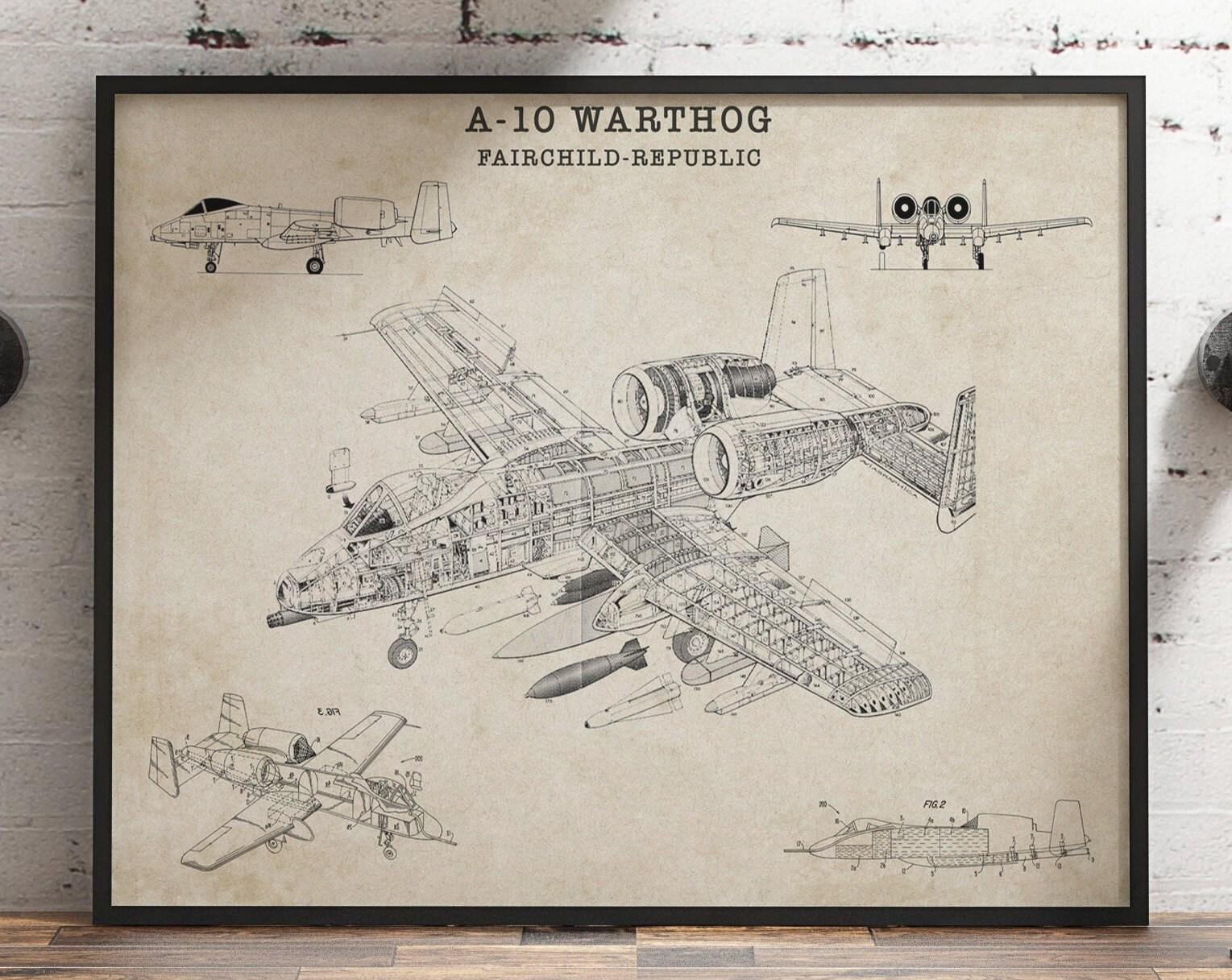 A-10 Warthog Thunderbolt II Patent Wall Art Print - 11"x14" UNFRAMED ...