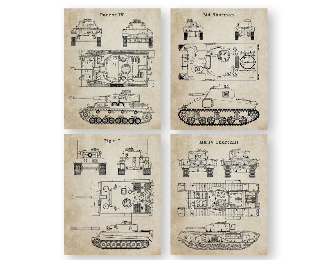 World War 2 Tanks Wall Art Print set of 4 8x10 UNFRAMED WW2 - Etsy