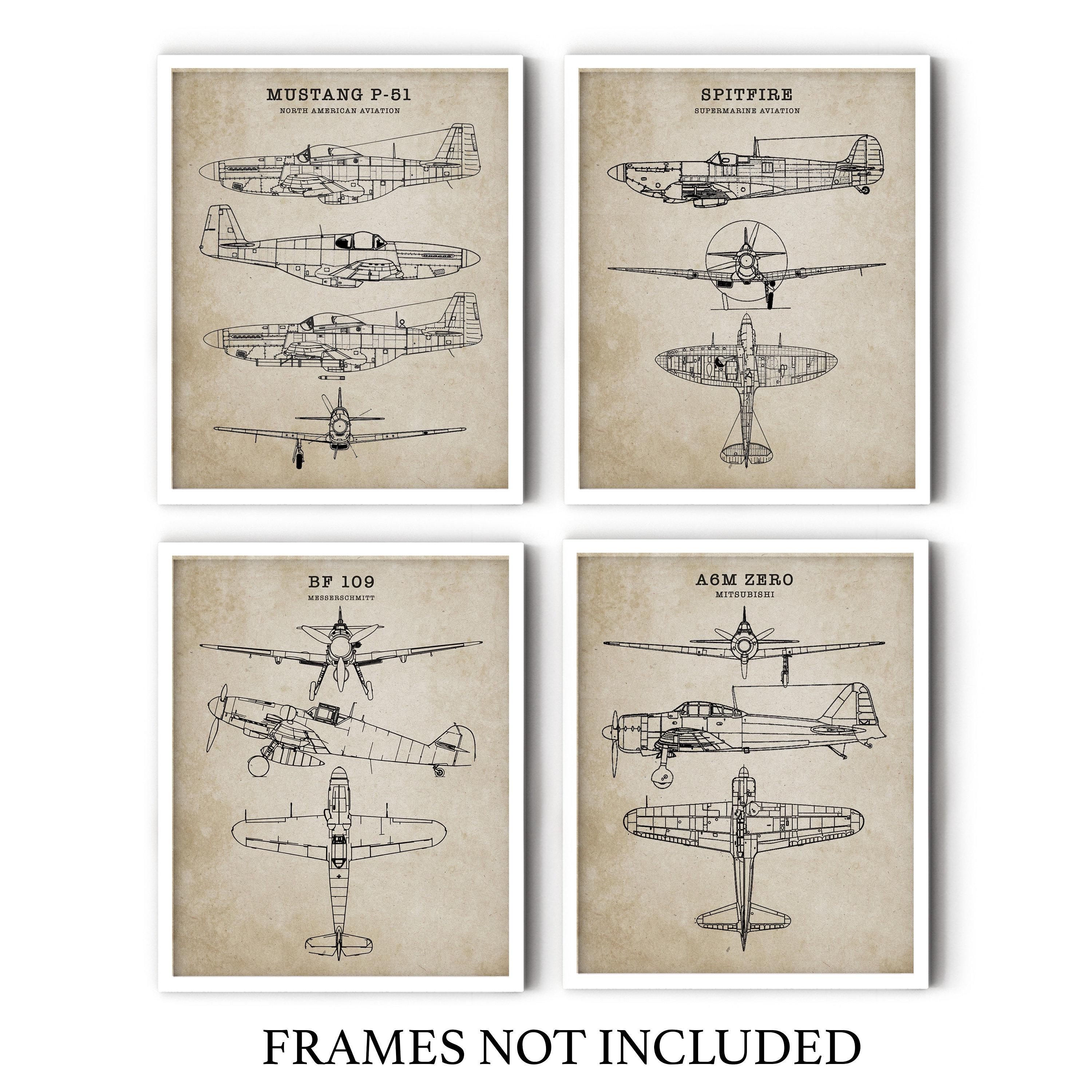 World War 2 Fighter Plane Wall Art Prints (set of 4) 11x14 or 8x10 ...
