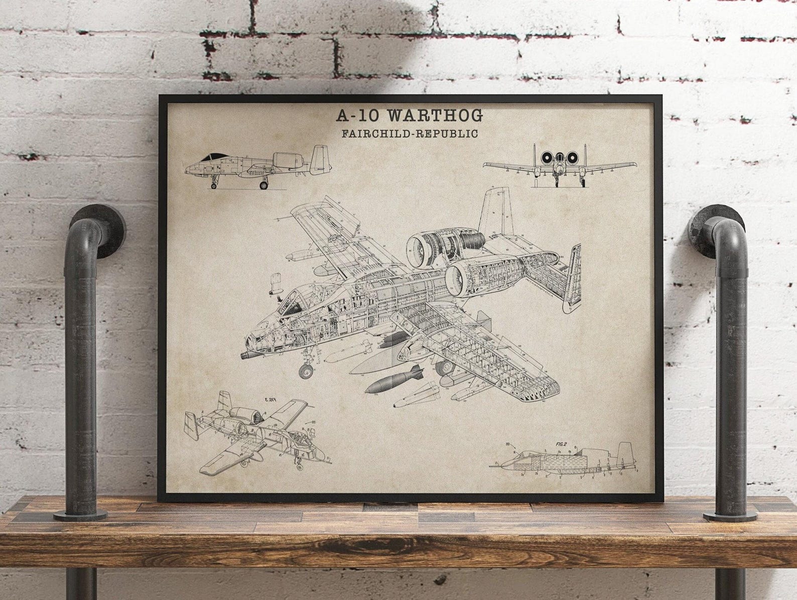 A-10 Warthog Thunderbolt II Patent Wall Art Print - 11"x14" UNFRAMED ...