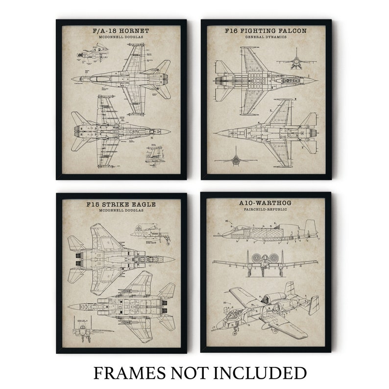 Military Jet Wall Art Prints Set of 4 8x10 UNFRAMED US Military ...