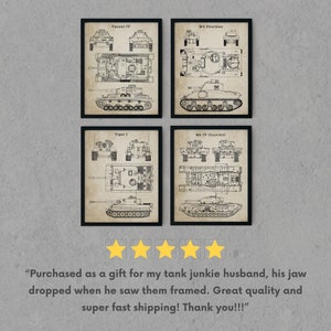 World War 2 Tanks Wall Art Print set of 4 8x10 UNFRAMED Vintage ...