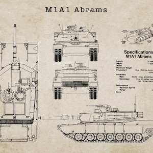M1A1 Abrams Main Battle Tank Wall Art Print - 14x11 UNFRAMED US ...