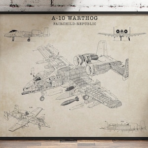 A-10 Warthog Thunderbolt II Patent Wall Art Print - 11"x14" UNFRAMED ...