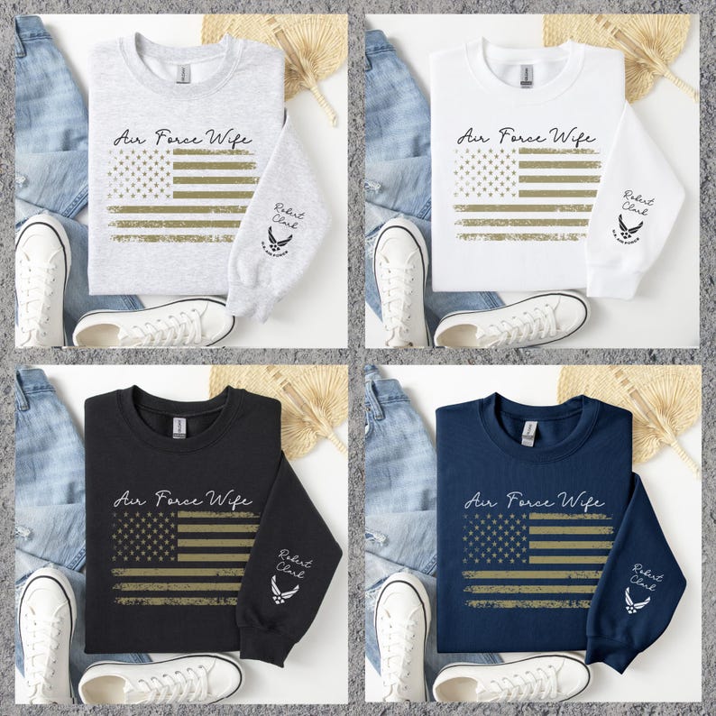 Personalized Air Force Wife Sweatshirt, Military Girlfriend Gift - Etsy