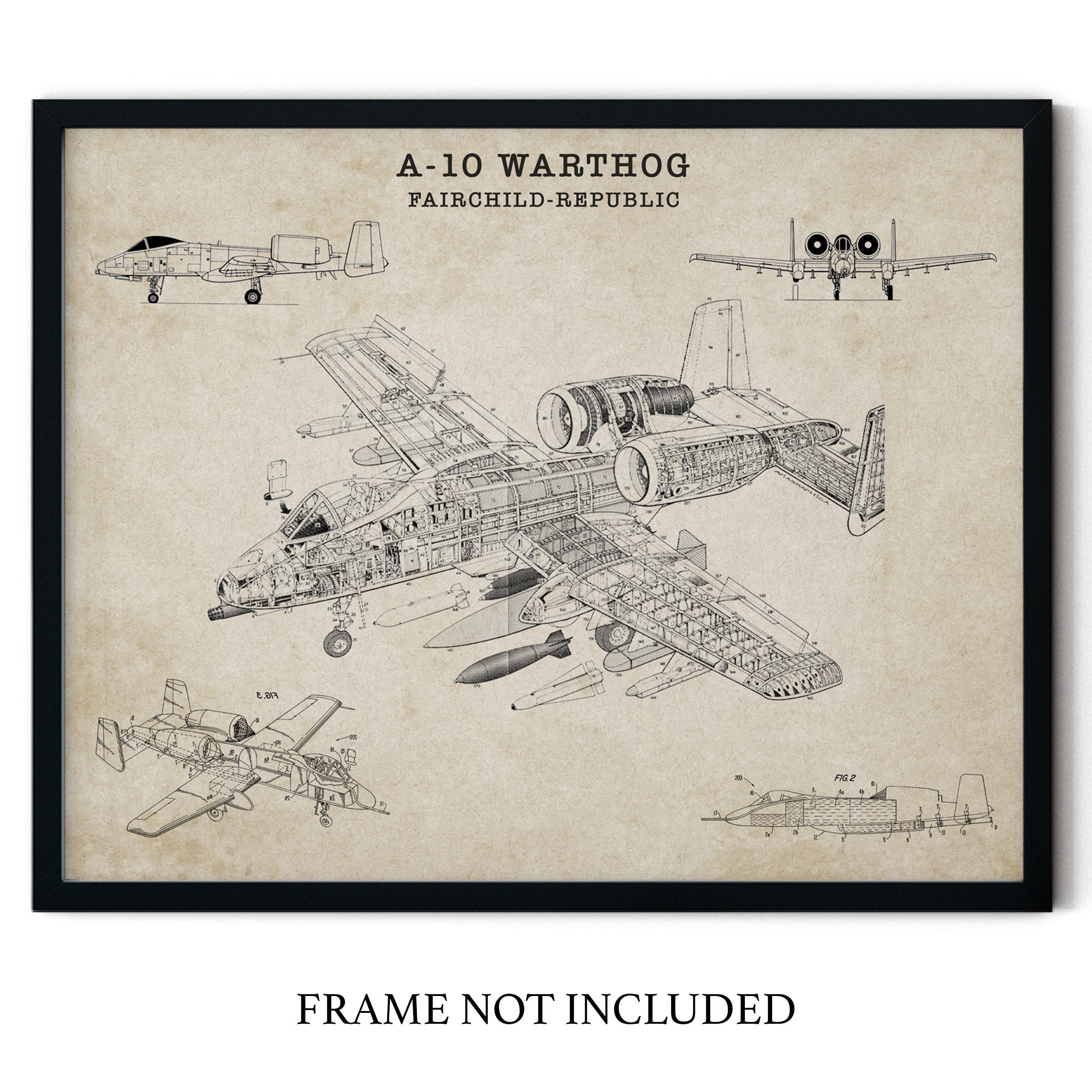 A-10 Warthog Thunderbolt II Patent Wall Art Print 11x14 UNFRAMED ...