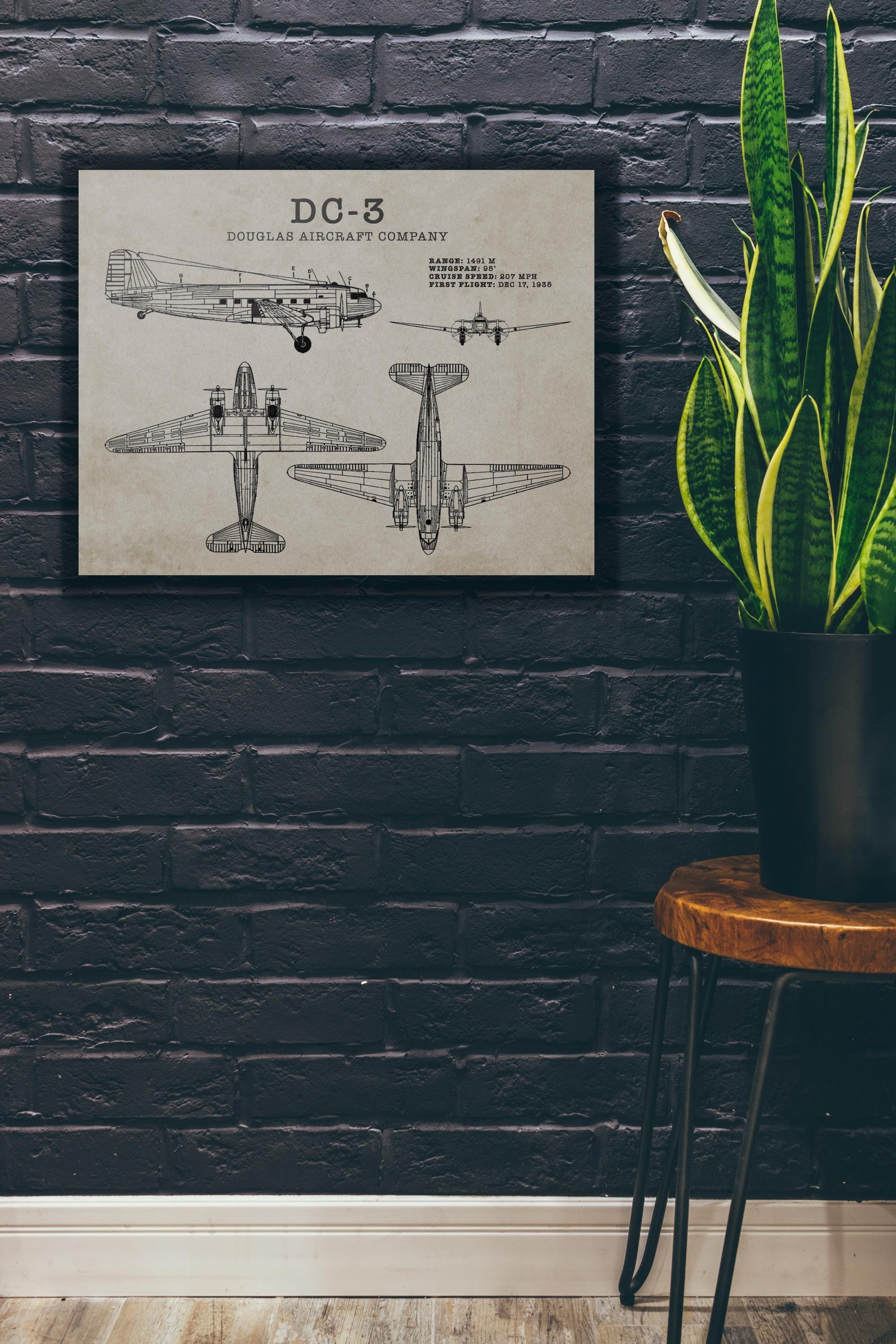 DC3 Patent Wall Art Print - 11"x14" UNFRAMED Aviation Gifts. Vintage ...