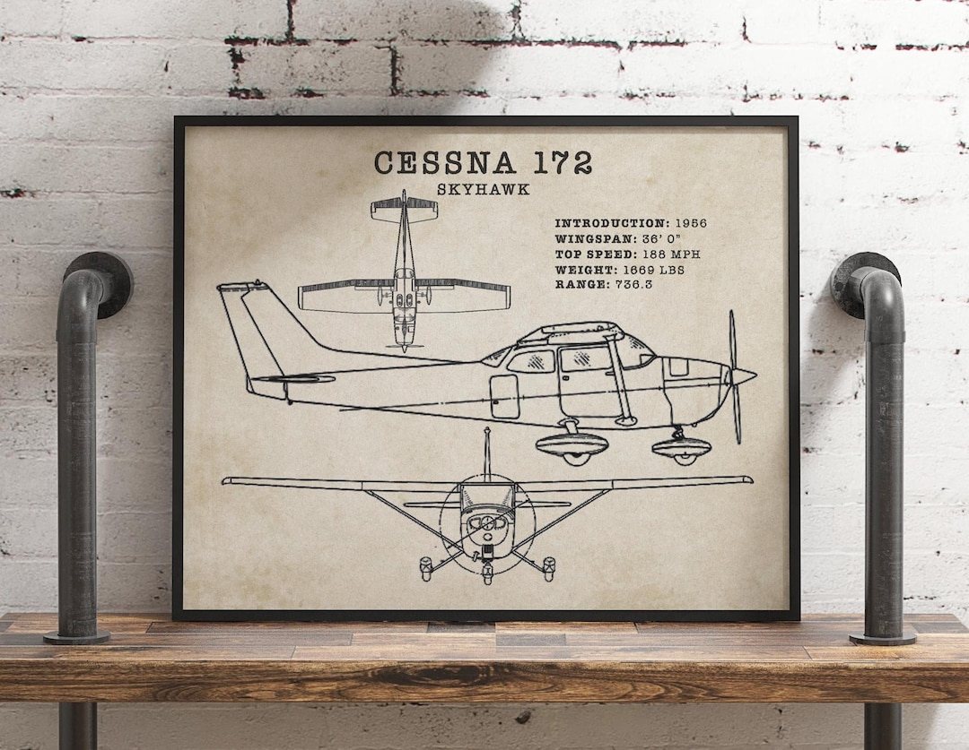 Cessna 172 Skyhawk Patent Wall Art Print - 11"x14" UNFRAMED Aviation ...
