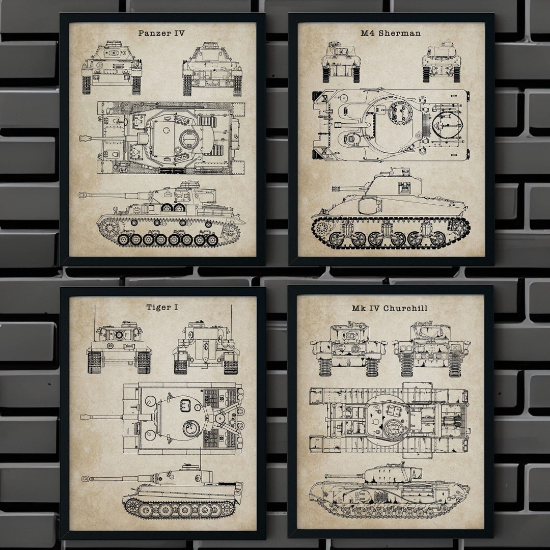 World War 2 Tanks Wall Art Print (set of 4) 8x10 UNFRAMED Vintage ...