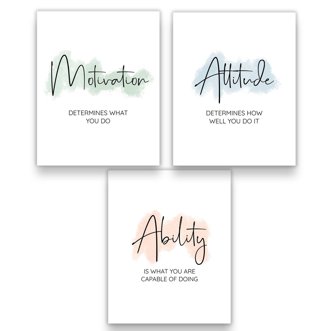 Inspirational Quote Wall Art Print set of 3 8x10 UNFRAMED Ability ...